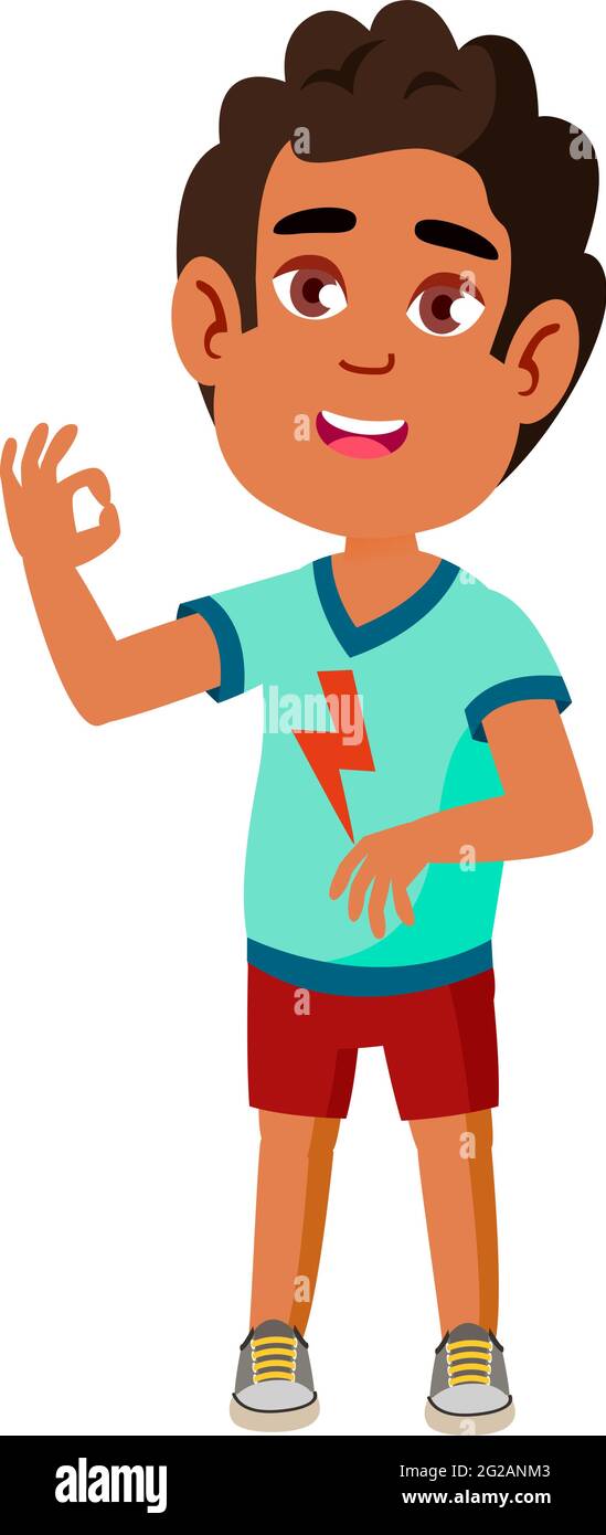 happy little girl gesturing ok and approving friend choice cartoon ...