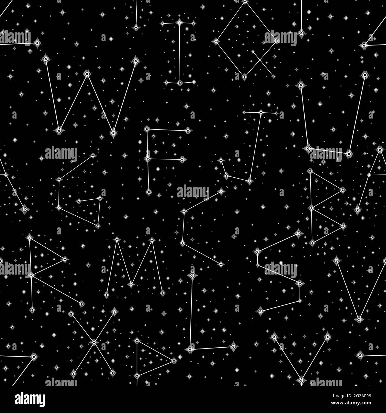 Seamless pattern alphabet constellations abstract symbol space ...