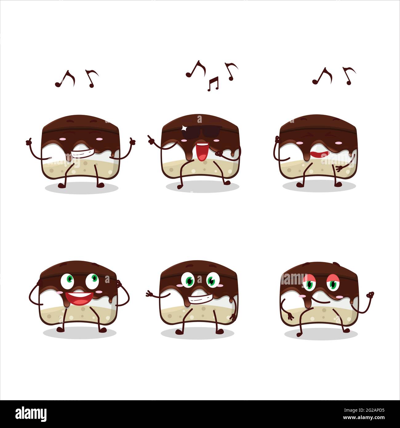 An image of chocolate cake dancer cartoon character enjoying the music ...