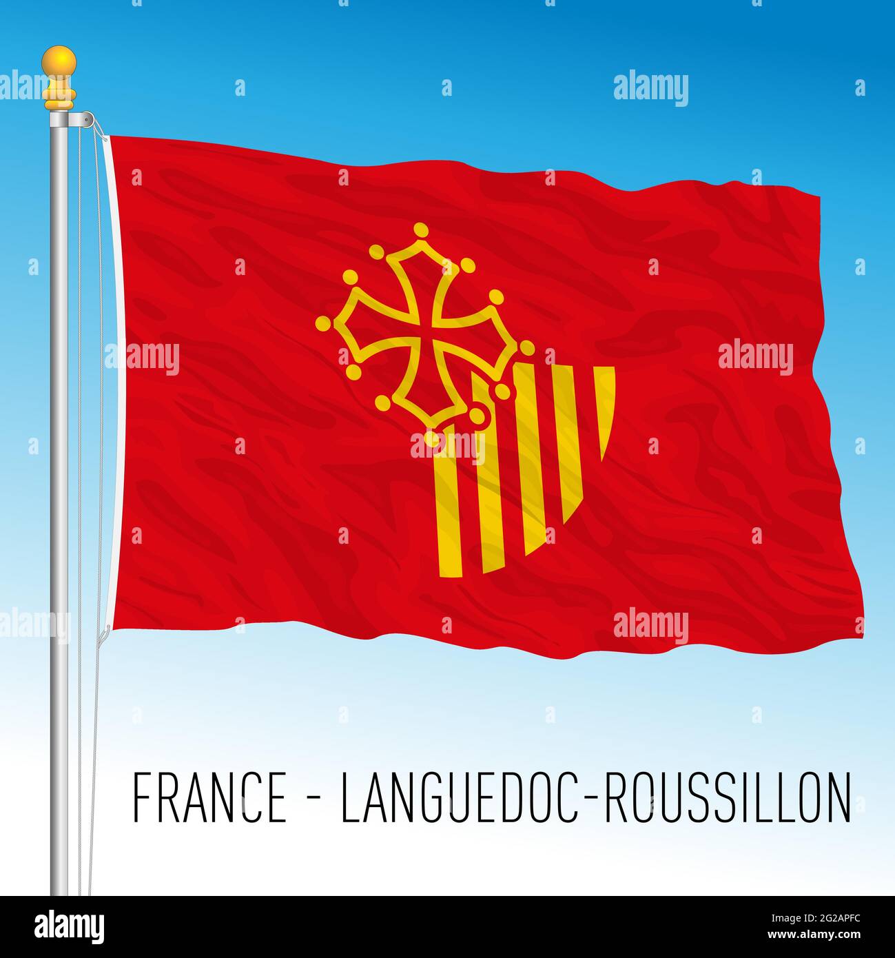 Languedoc - Roussillon regional flag, France, European Union, vector ...