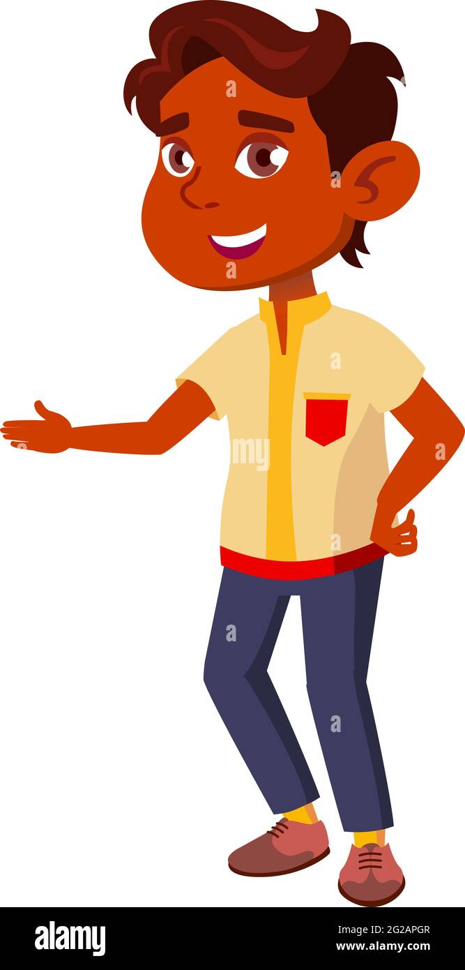 little india boy welcoming guest at home cartoon vector Stock Vector ...