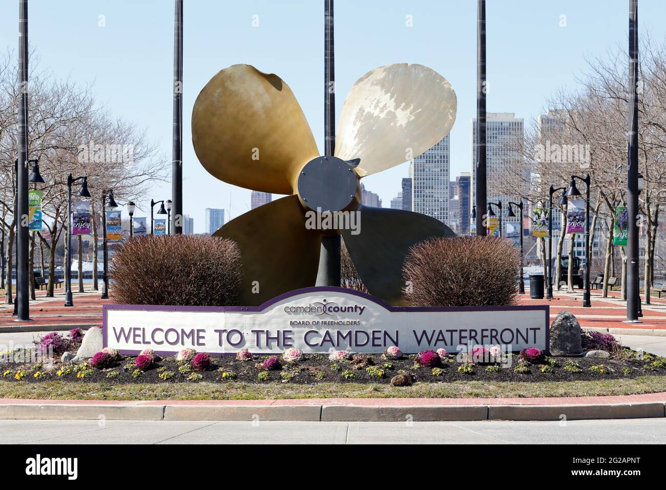 A ship propeller forms the centerpiece of the Welcome to the Camden ...