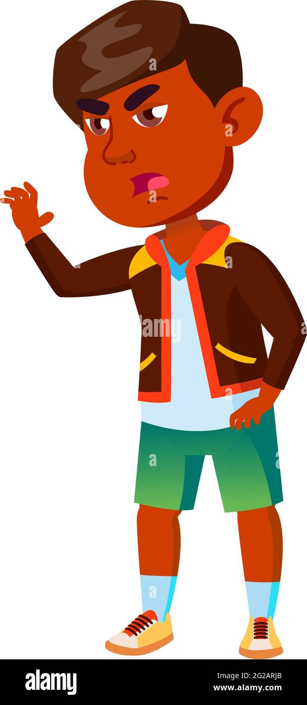 sad indian boy kid refusing offer cartoon vector Stock Vector Image ...
