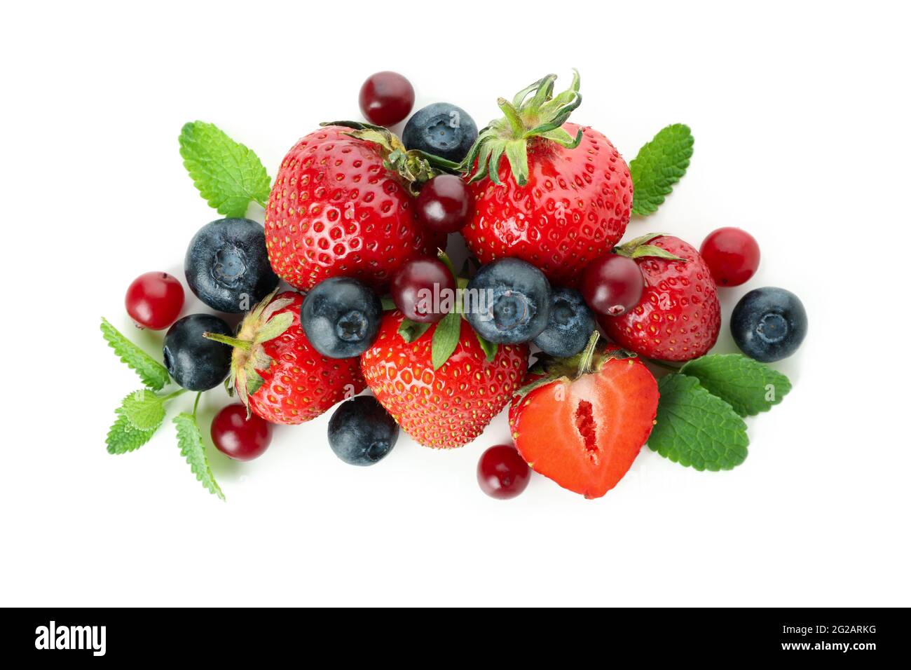 Delicious berry mix isolated on white background Stock Photo - Alamy