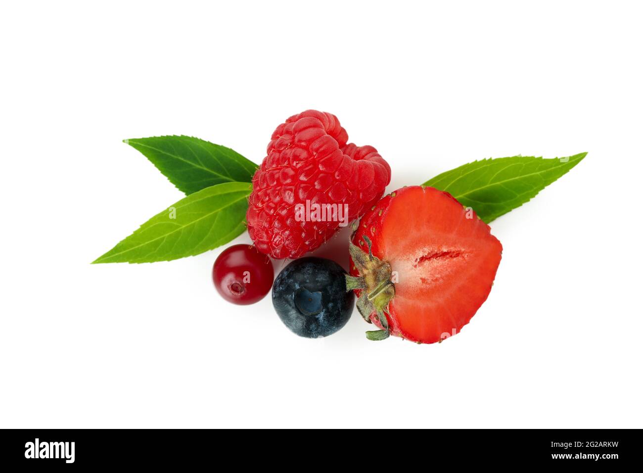 Delicious berry mix isolated on white background Stock Photo - Alamy