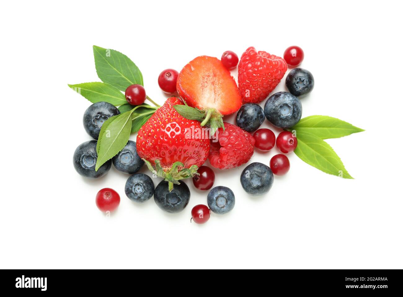 Delicious fresh berry mix on white background Stock Photo - Alamy