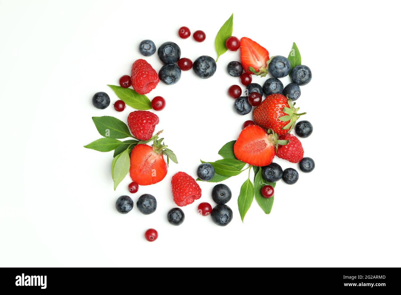 Delicious fresh berry mix on white background Stock Photo - Alamy