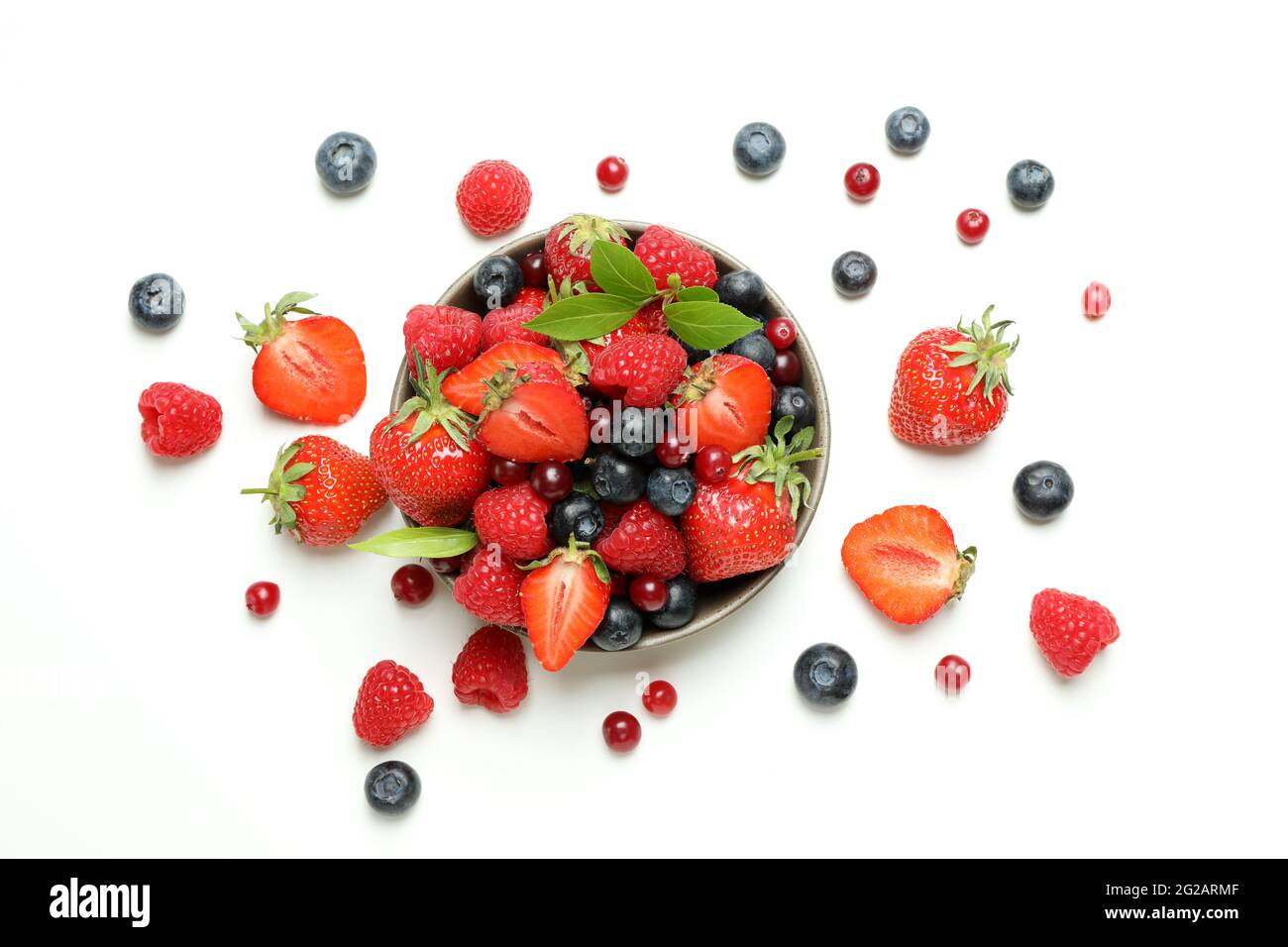 Delicious fresh berry mix on white background Stock Photo - Alamy