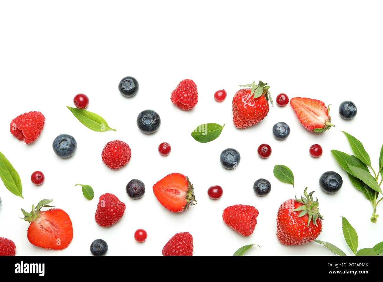 Delicious fresh berry mix on white background Stock Photo - Alamy