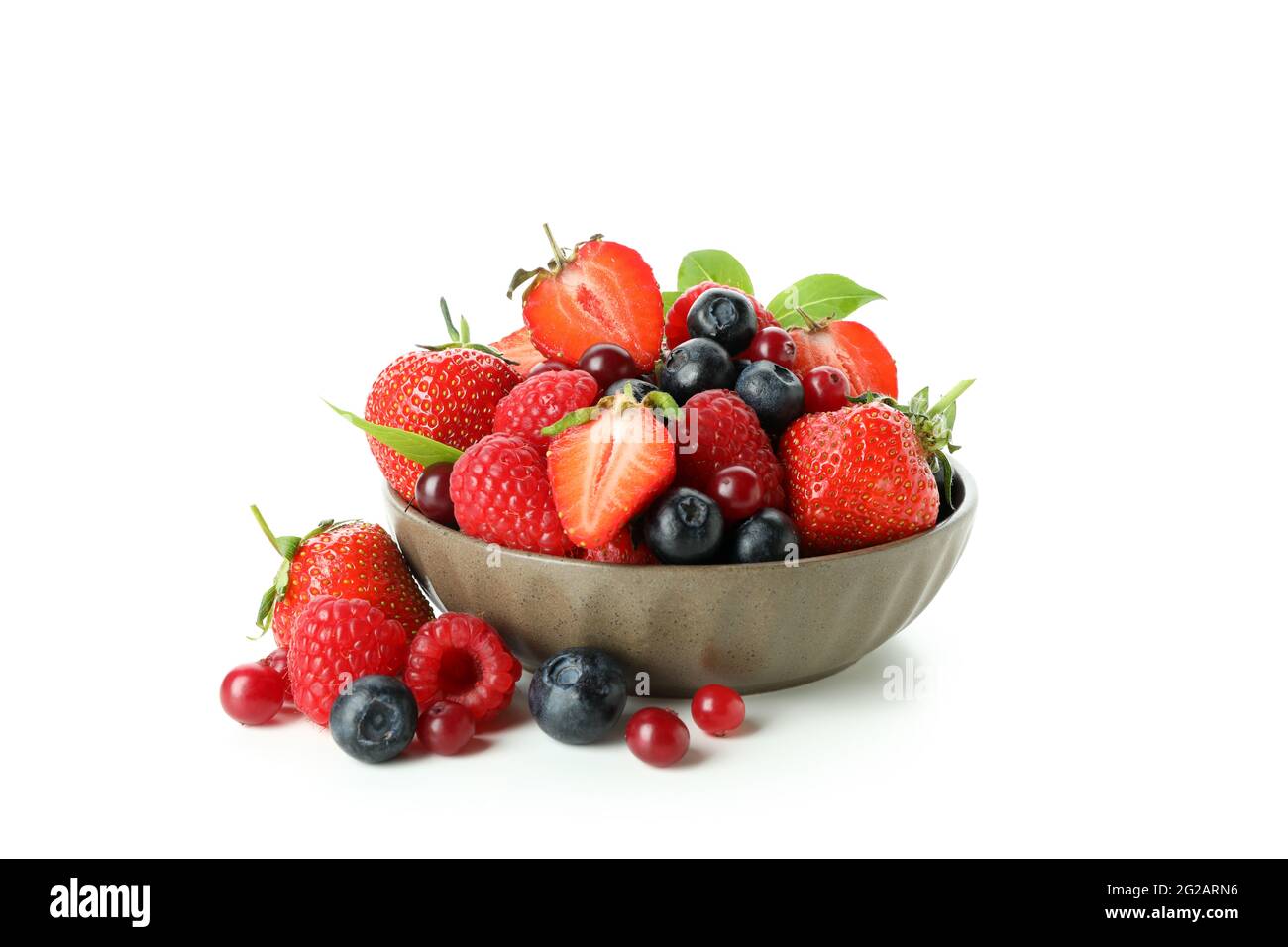 Delicious berry mix isolated on white background Stock Photo - Alamy