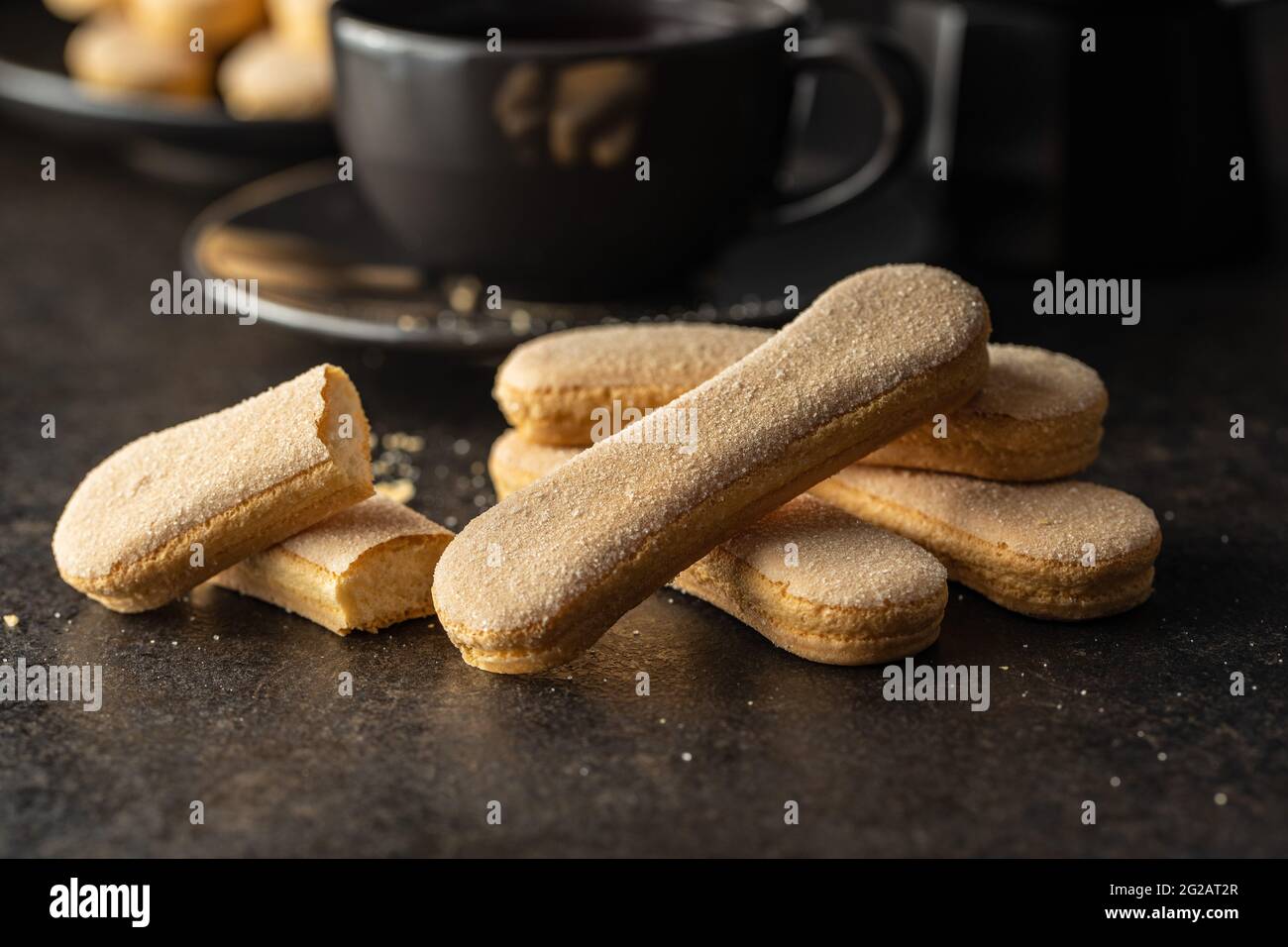 Italian cookie savoiardi. Sweet biscuits. Sponge cookies tiramisu on ...