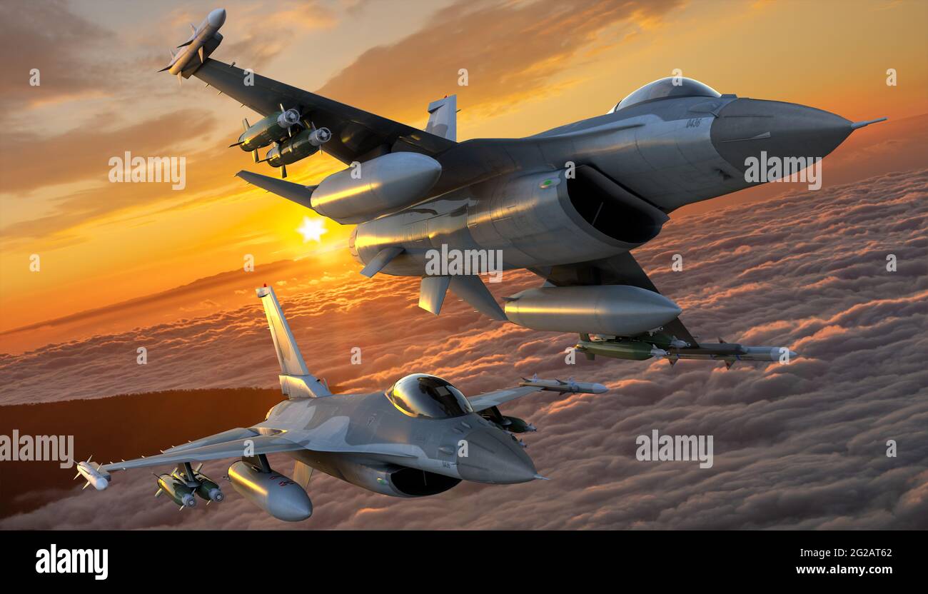 Lockheed Martin F-16 flying in close formation Stock Photo - Alamy