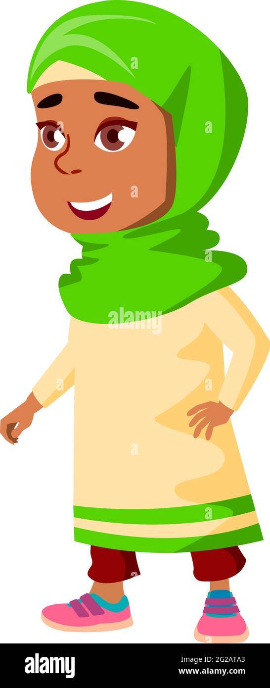 smiling arabian little girl in theater cartoon vector Stock Vector ...