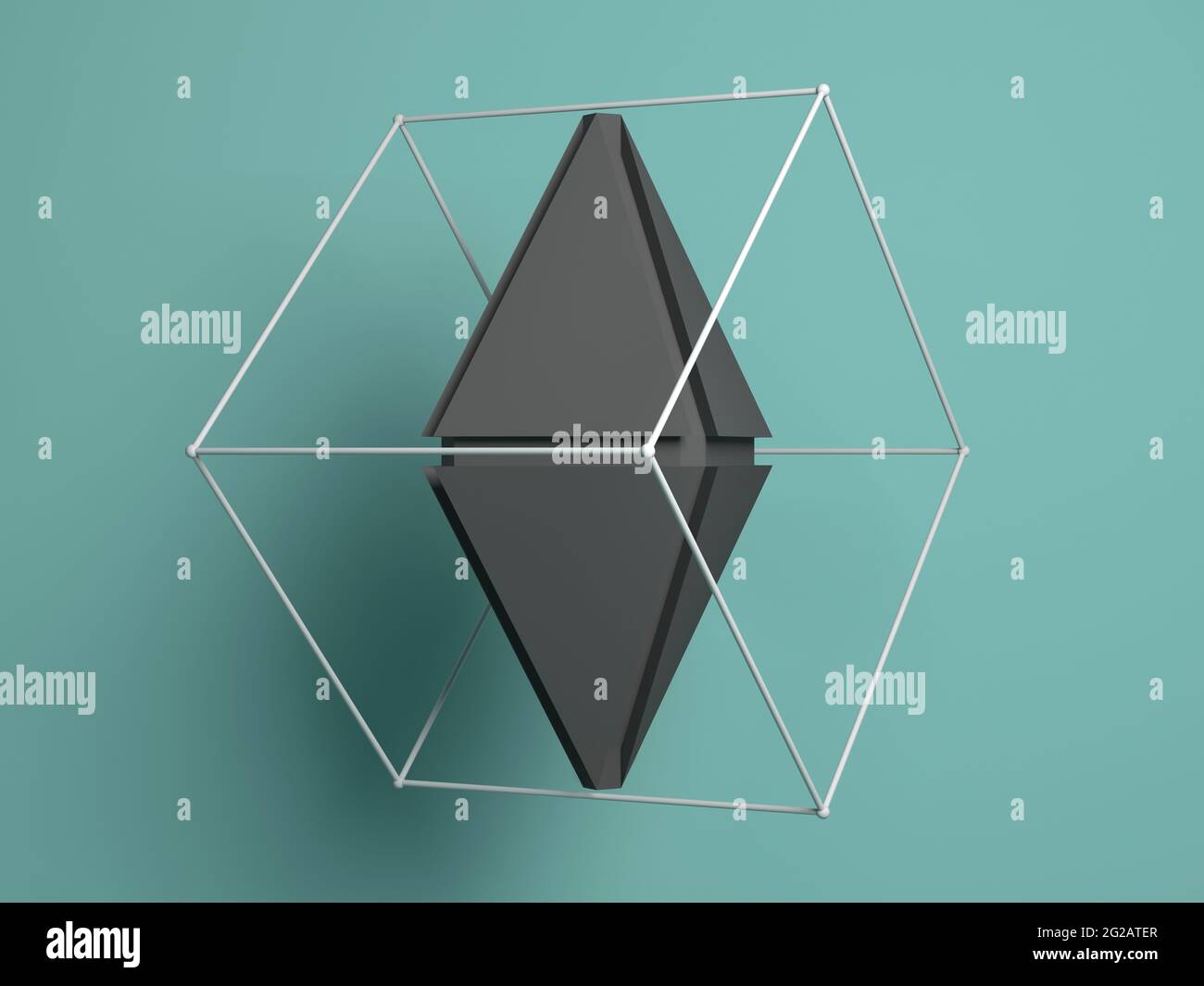Abstract polygonal gray three dimensional object is inside of lattice ...