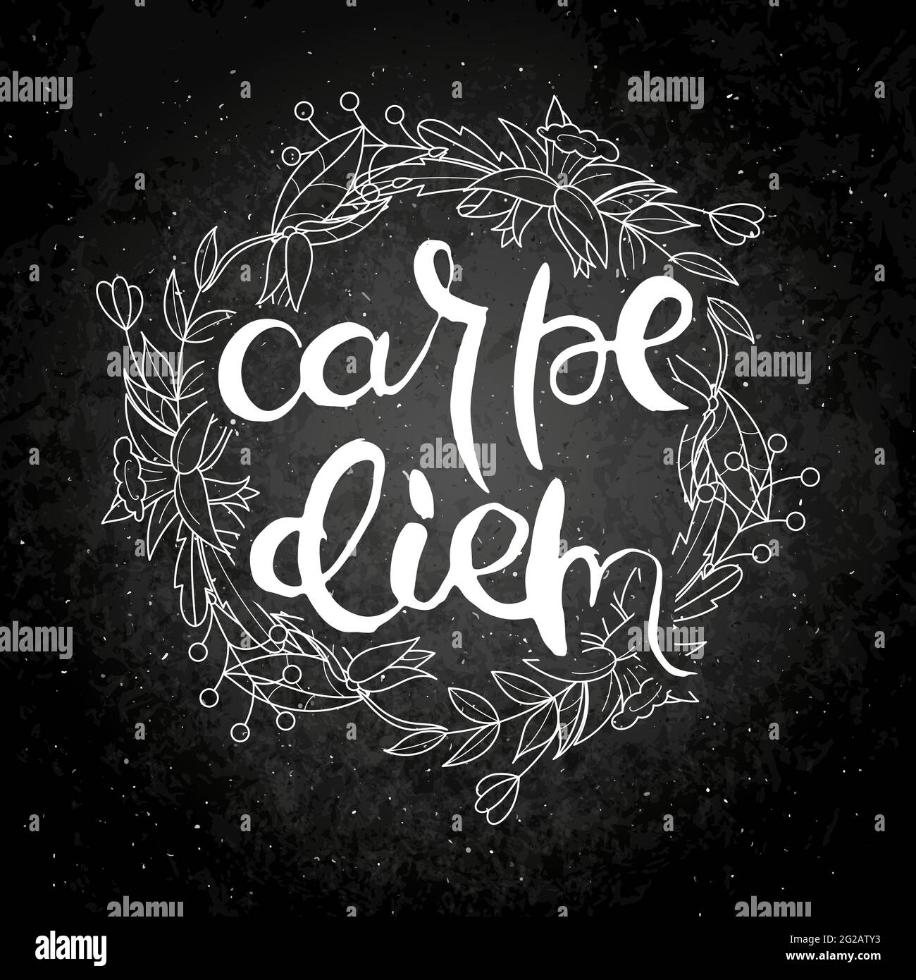 Carpe Diem. Hand lettering grunge card with flower background ...