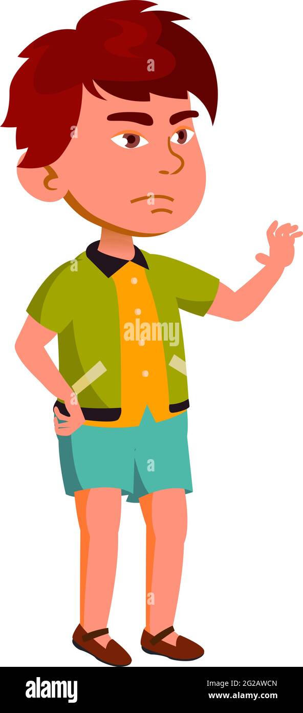 thoughtful boy kid taking game back cartoon vector Stock Vector Image ...