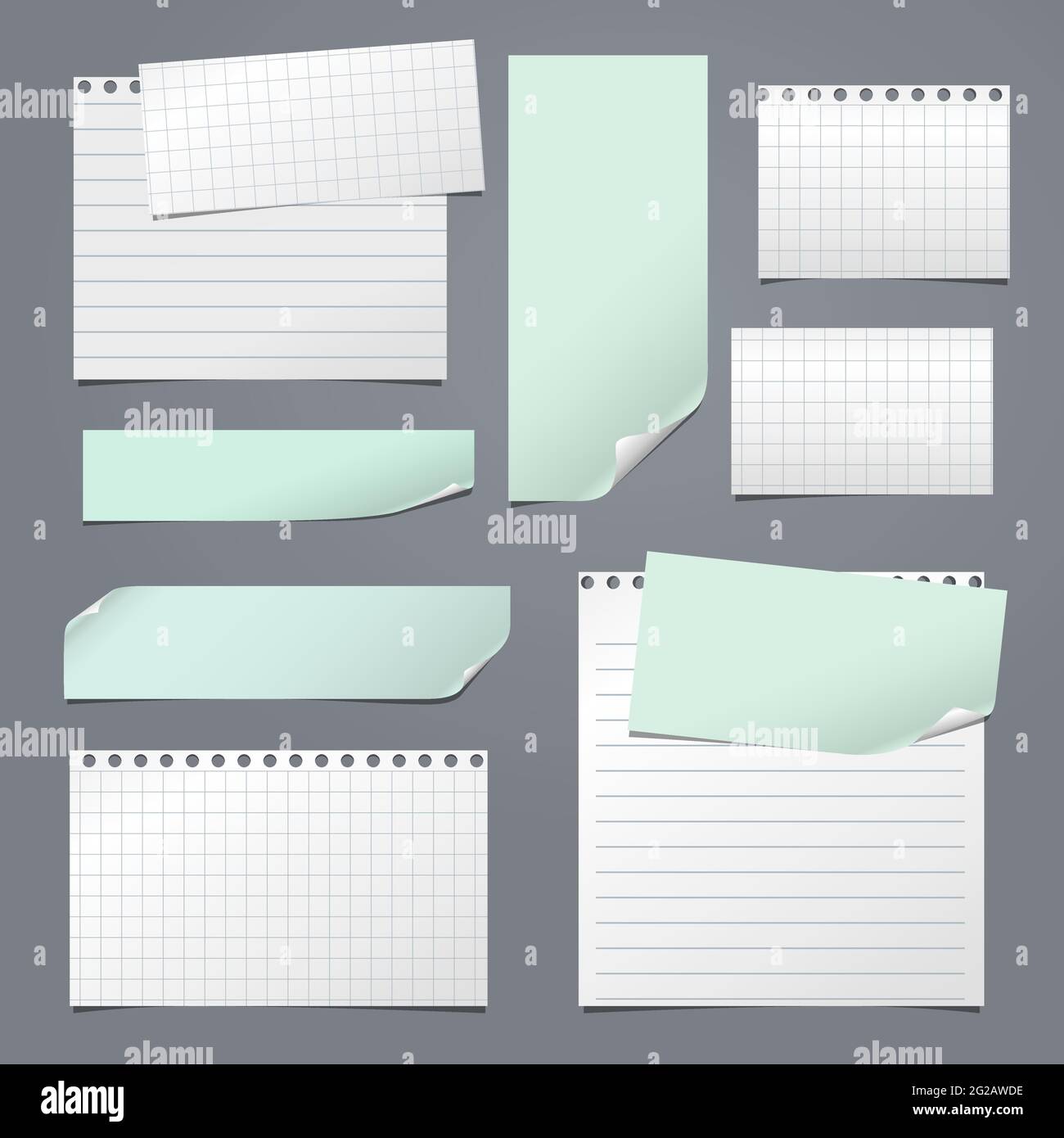 White and green note, notebook paper stripes are on dark grey ...
