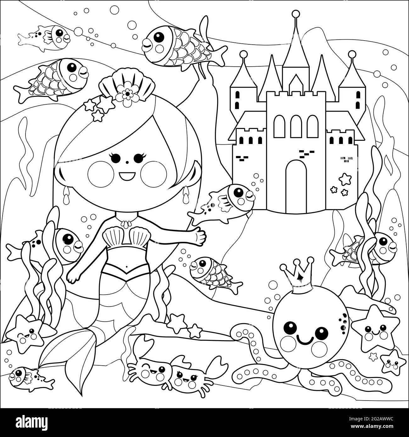 Coloring page mermaid hi-res stock photography and images - Alamy