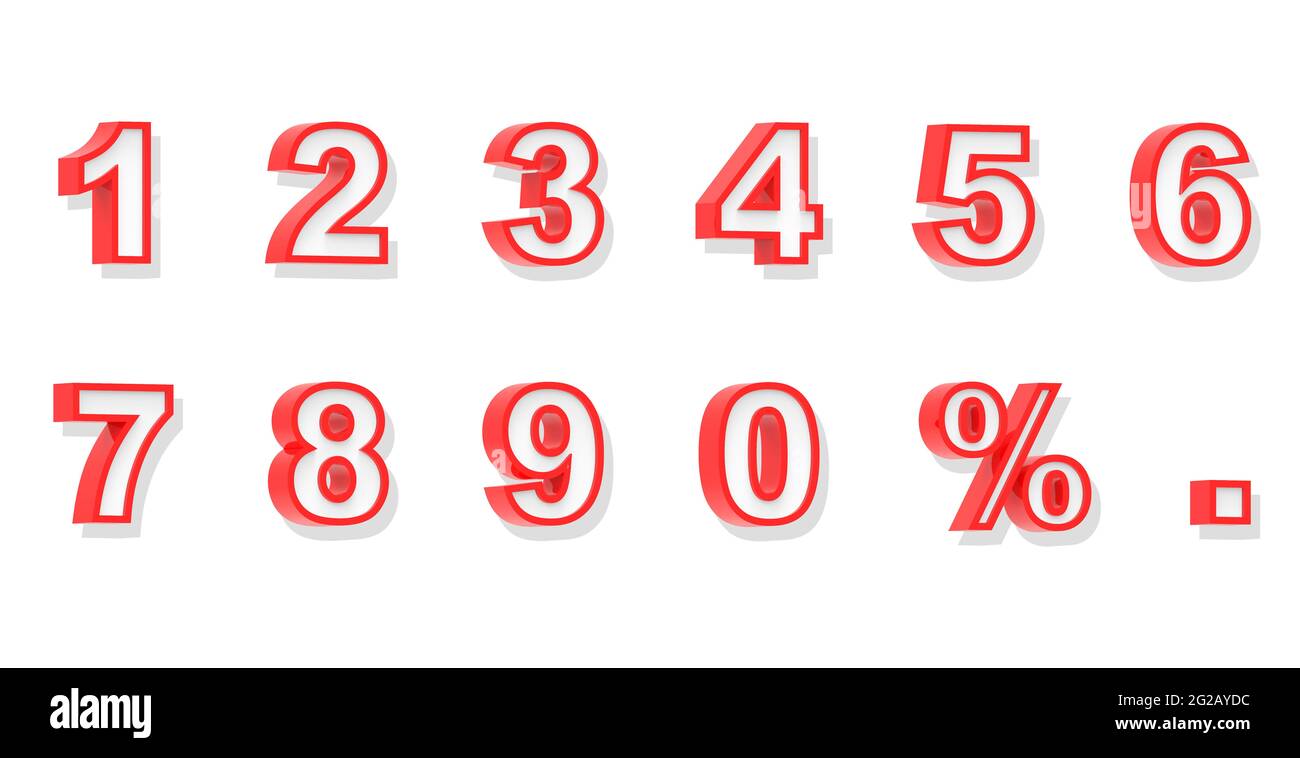 Numerical letters with percentage symbol and a dot symbol - 3D ...