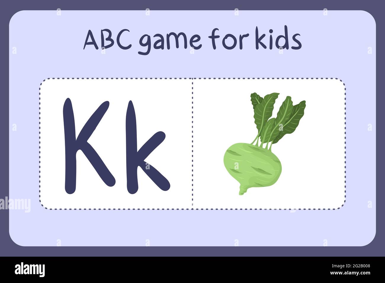 Kid alphabet mini games in cartoon style with letter K - kohlrabi green ...