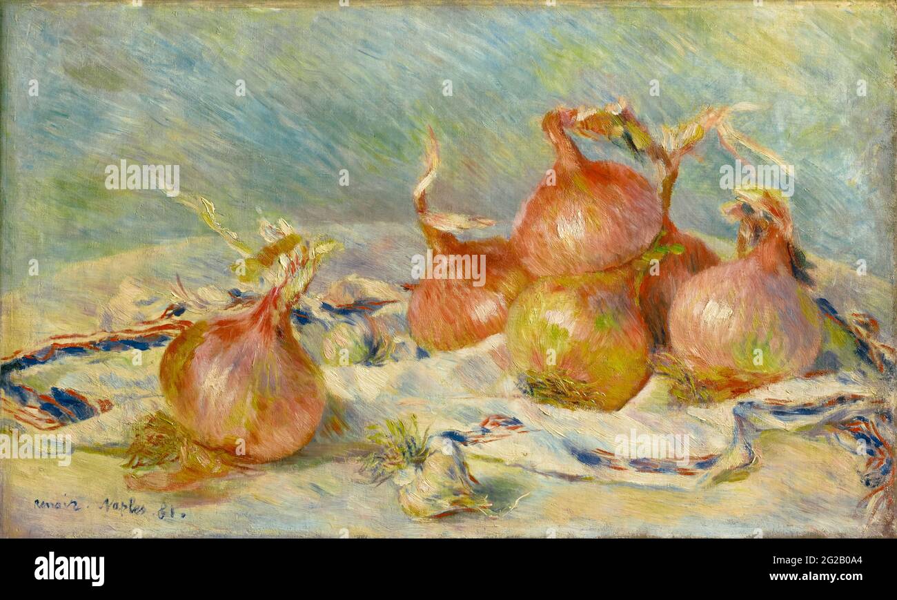 Onions, still life painting by Pierre Auguste Renoir, 1881 Stock Photo ...