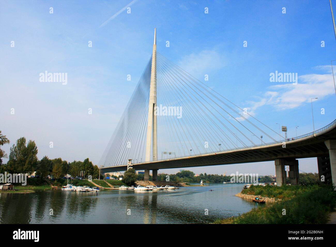 Beautiful Ada bridge in Belgrade, Serbia Stock Photo - Alamy