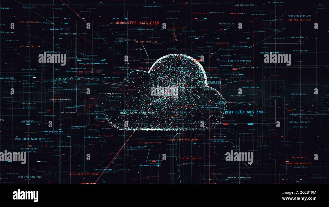3D illustration, symbol of cloud technology in contemporary digital ...