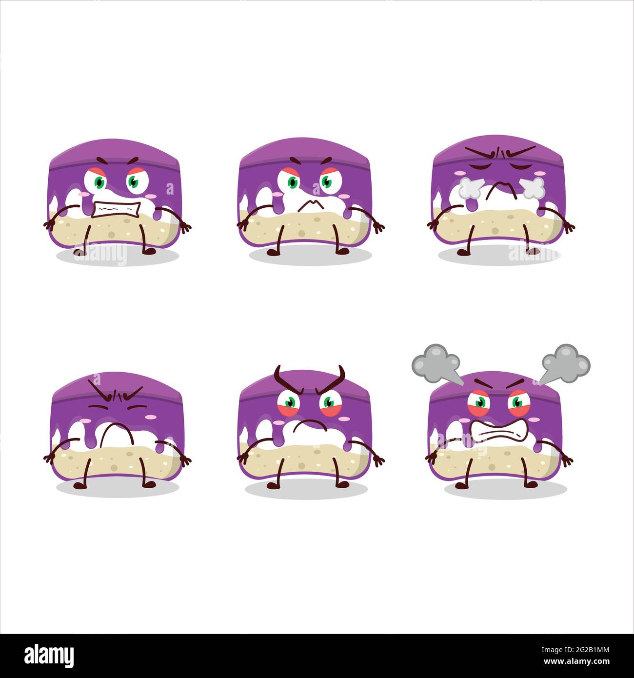 Grapes cake cartoon character with various angry expressions. Vector ...