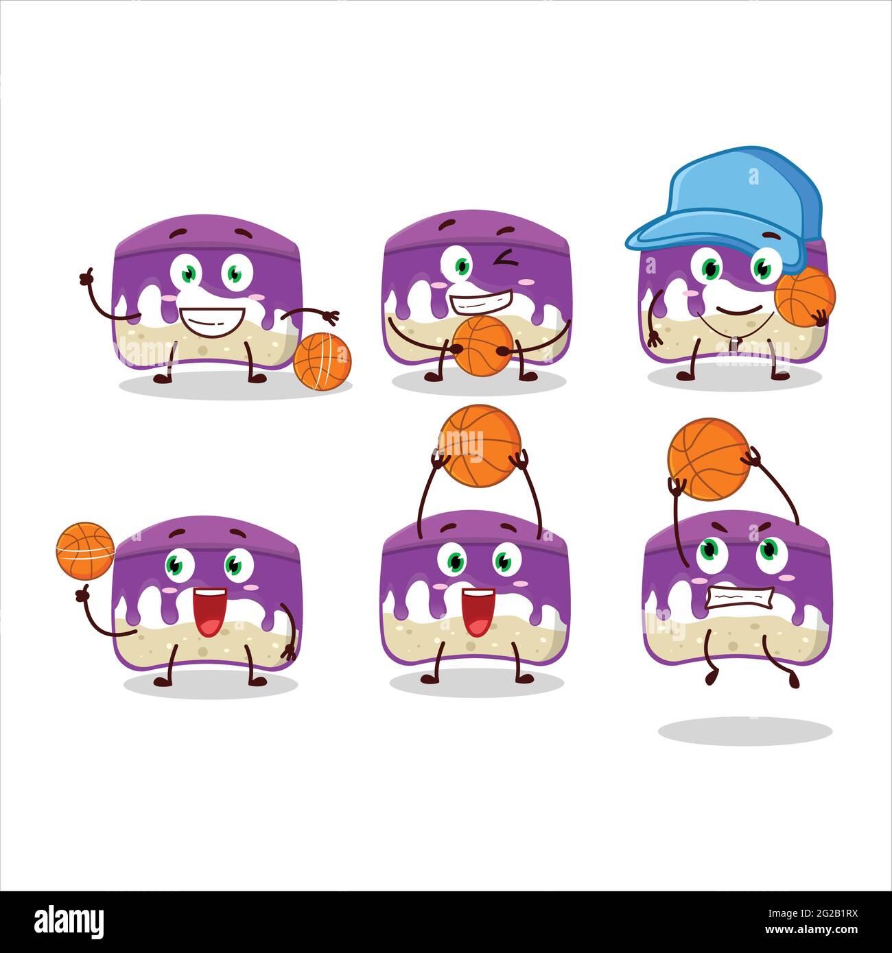 Talented grapes cake cartoon character as a basketball athlete. Vector ...
