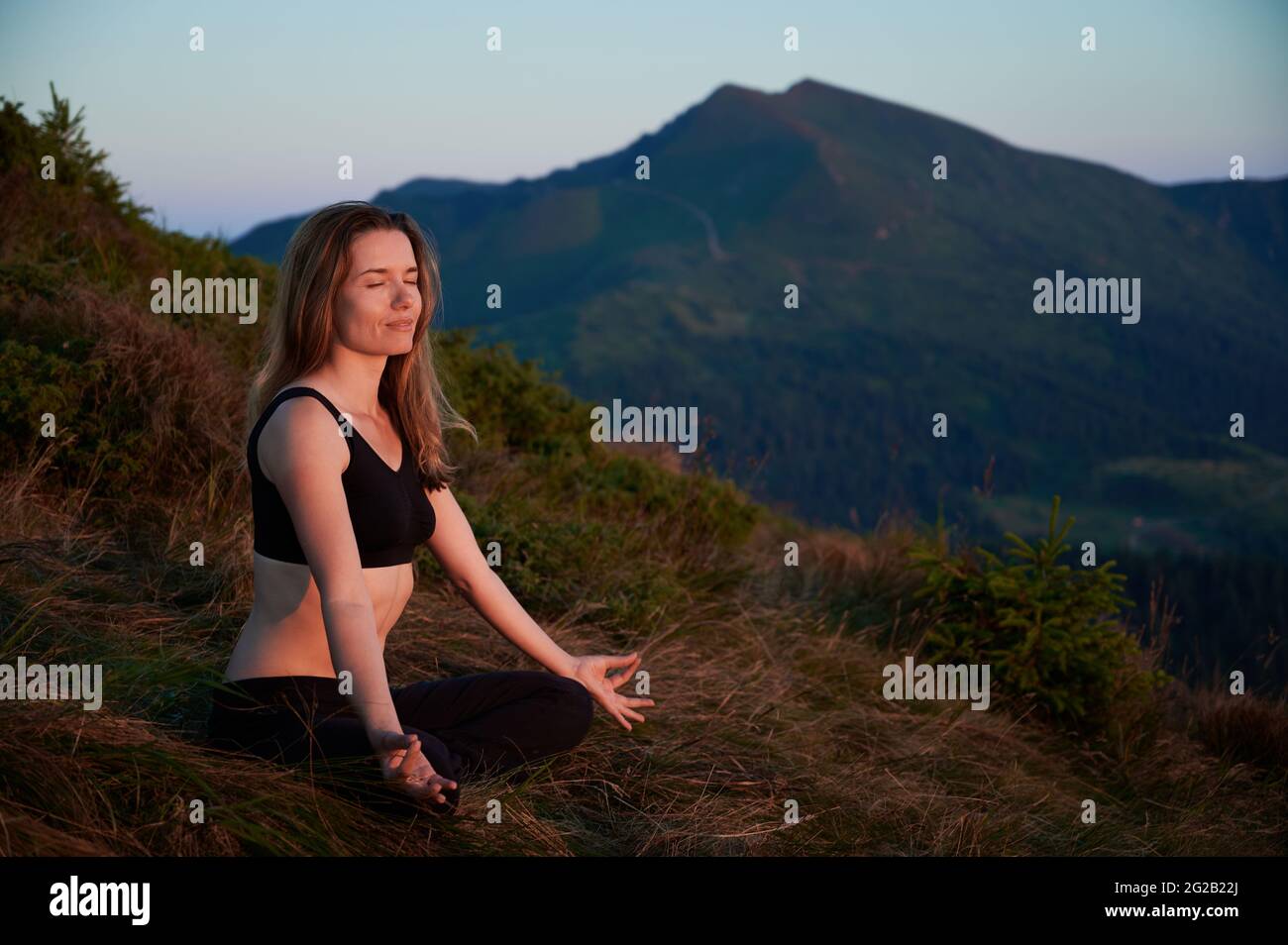 Woman taking deep breath smiling hi-res stock photography and images ...