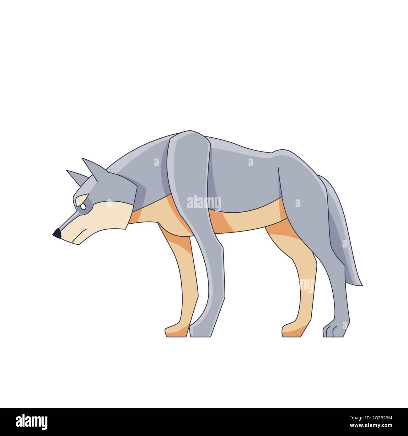 A large wolf watches for potential prey. Cartoon character of a ...