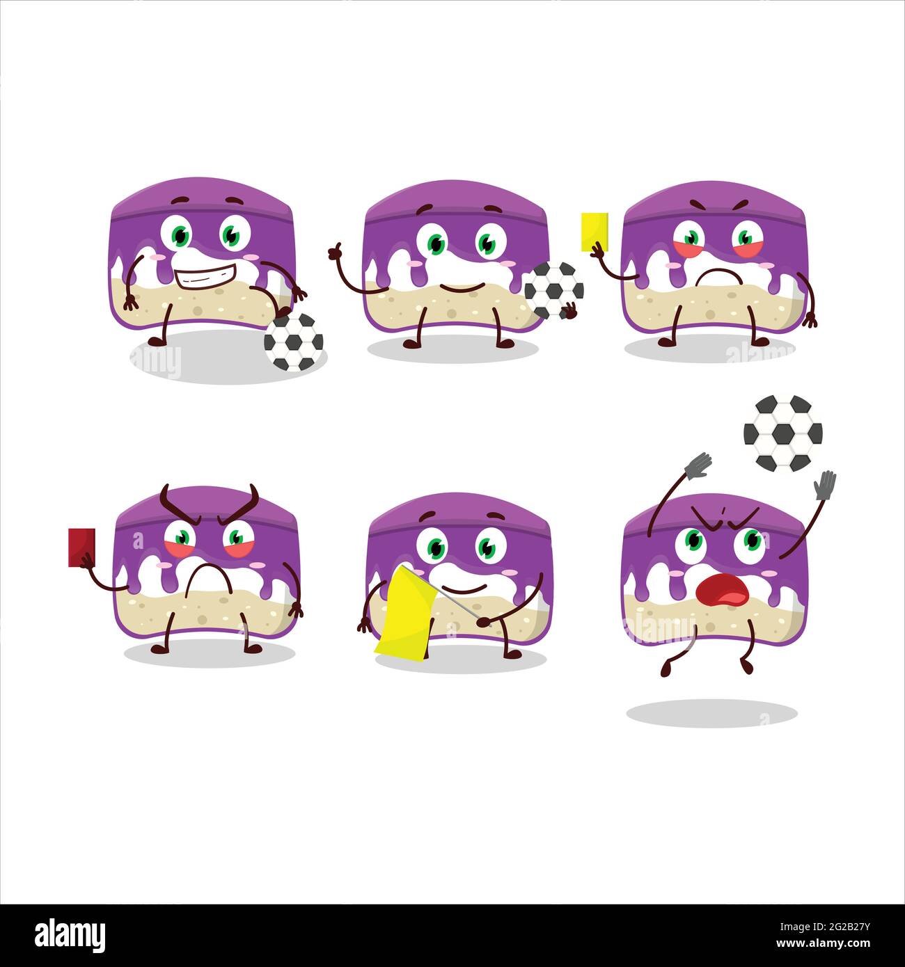 Grapes cake cartoon character working as a Football referee. Vector ...