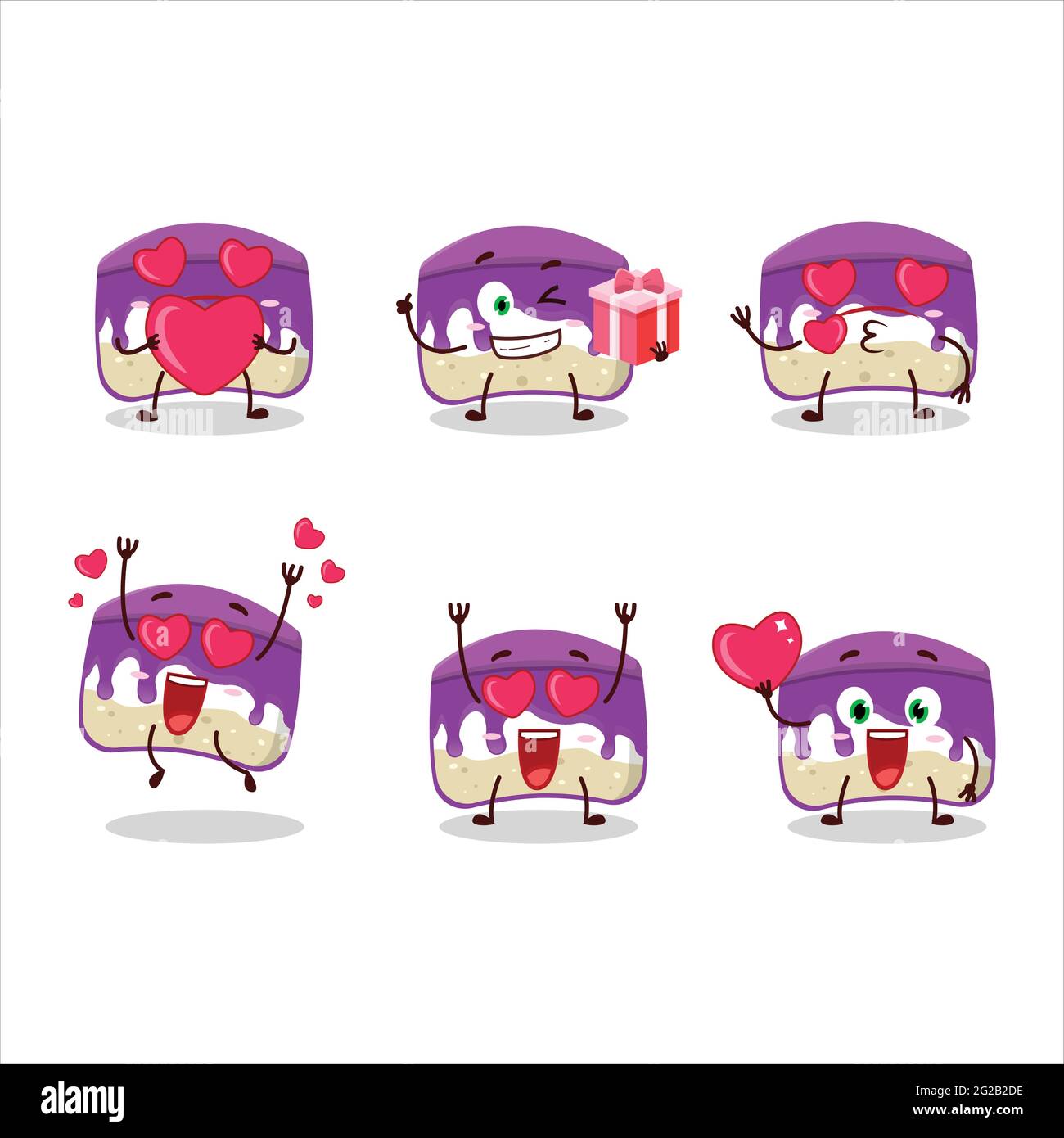 Grapes cake cartoon character with love cute emoticon. Vector ...