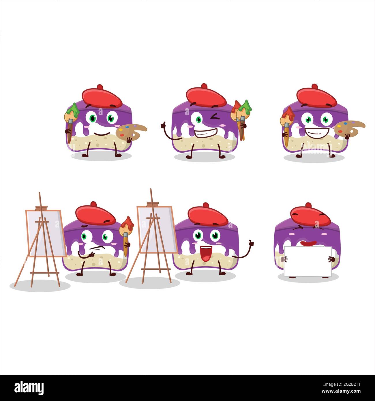 Artistic Artist of grapes cake cartoon character painting with a brush ...