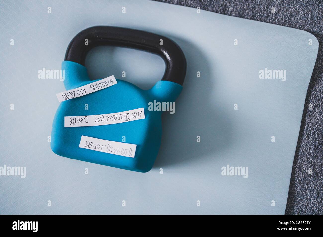 home gym and exercising in your spare time conceptual image, kettlebell ...