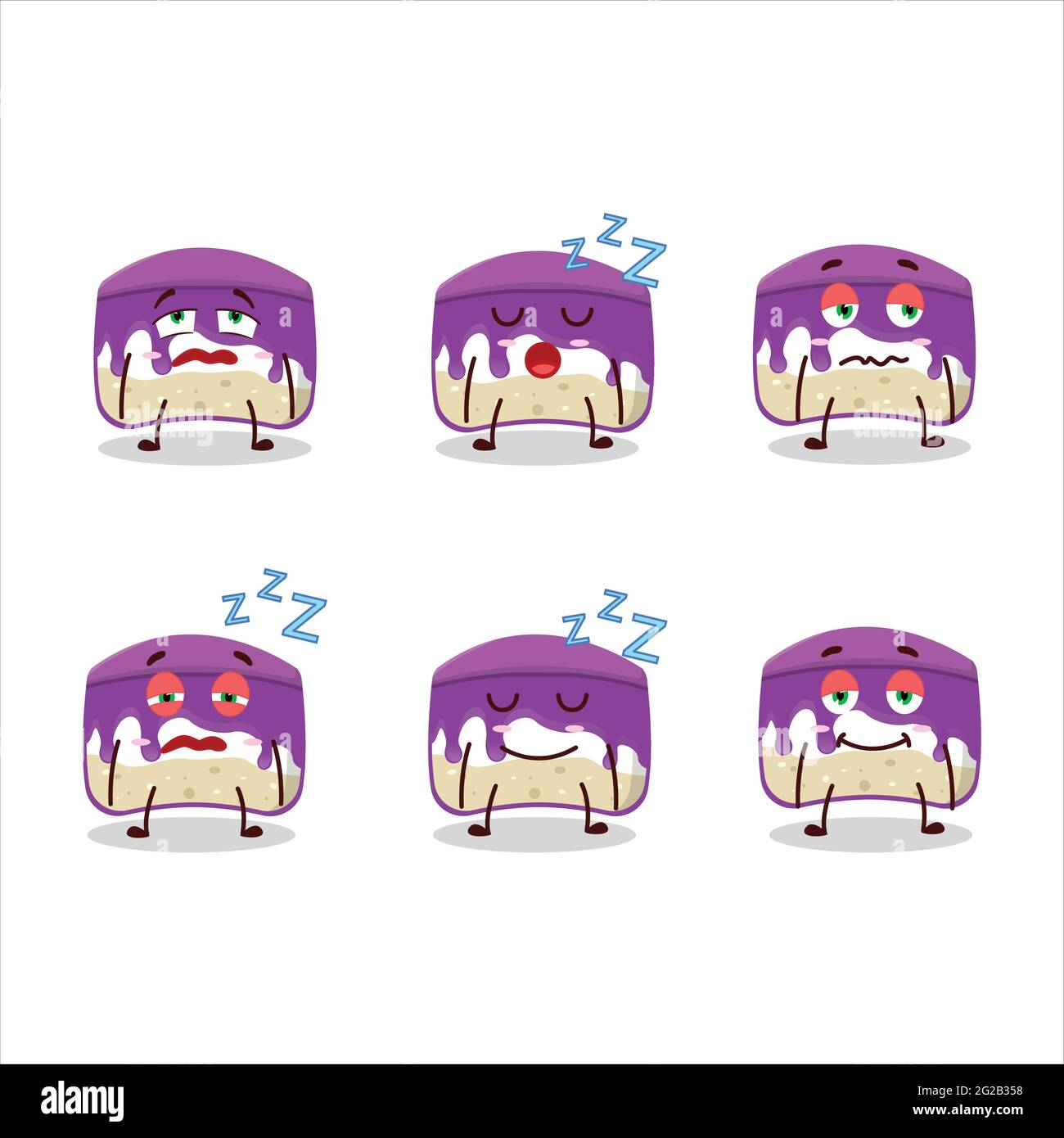 Cartoon character of grapes cake with sleepy expression. Vector ...