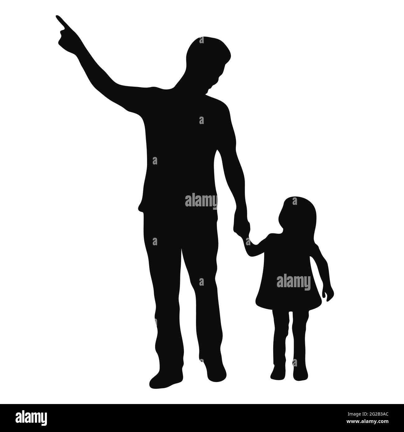 Father Daughter Holding Hands Silhouette
