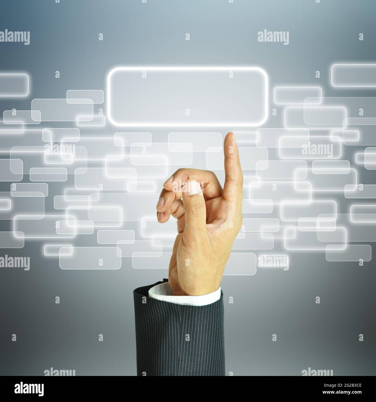 Hand touching futuristic interface screen hi-res stock photography and ...