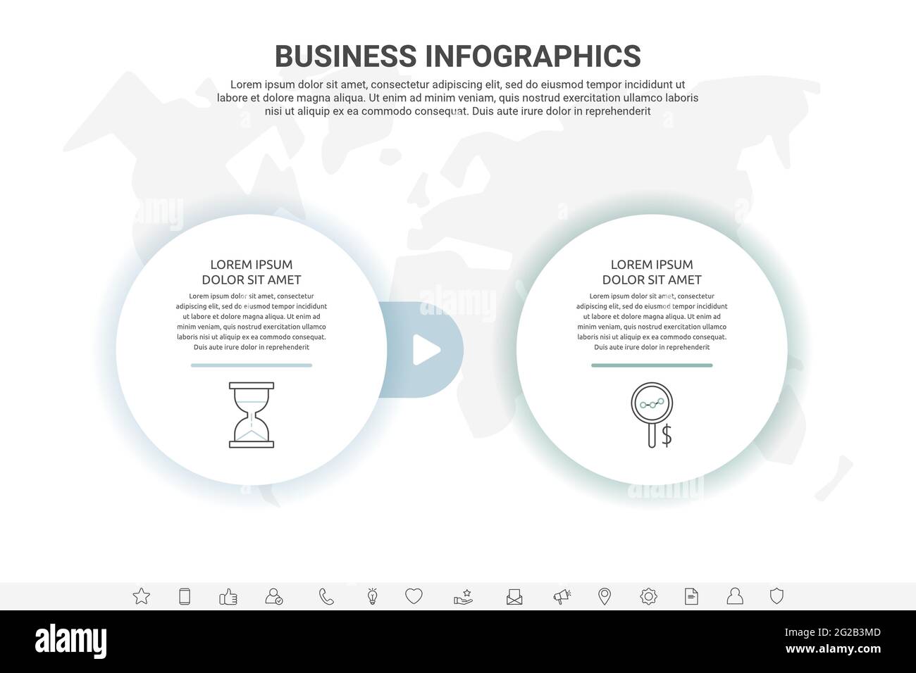 Vector infographics with two circles. Modern concept 2 icons with ...