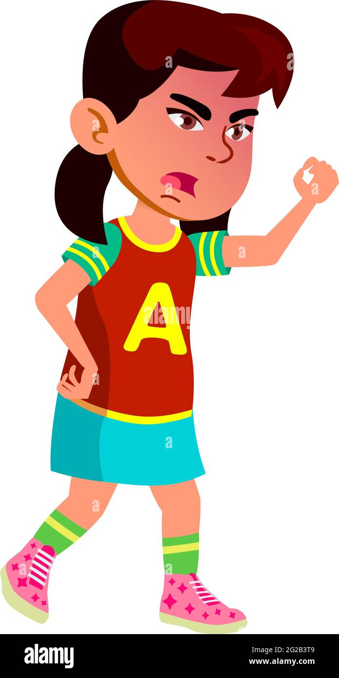 angry little girl fan screaming on sport team cartoon vector Stock ...