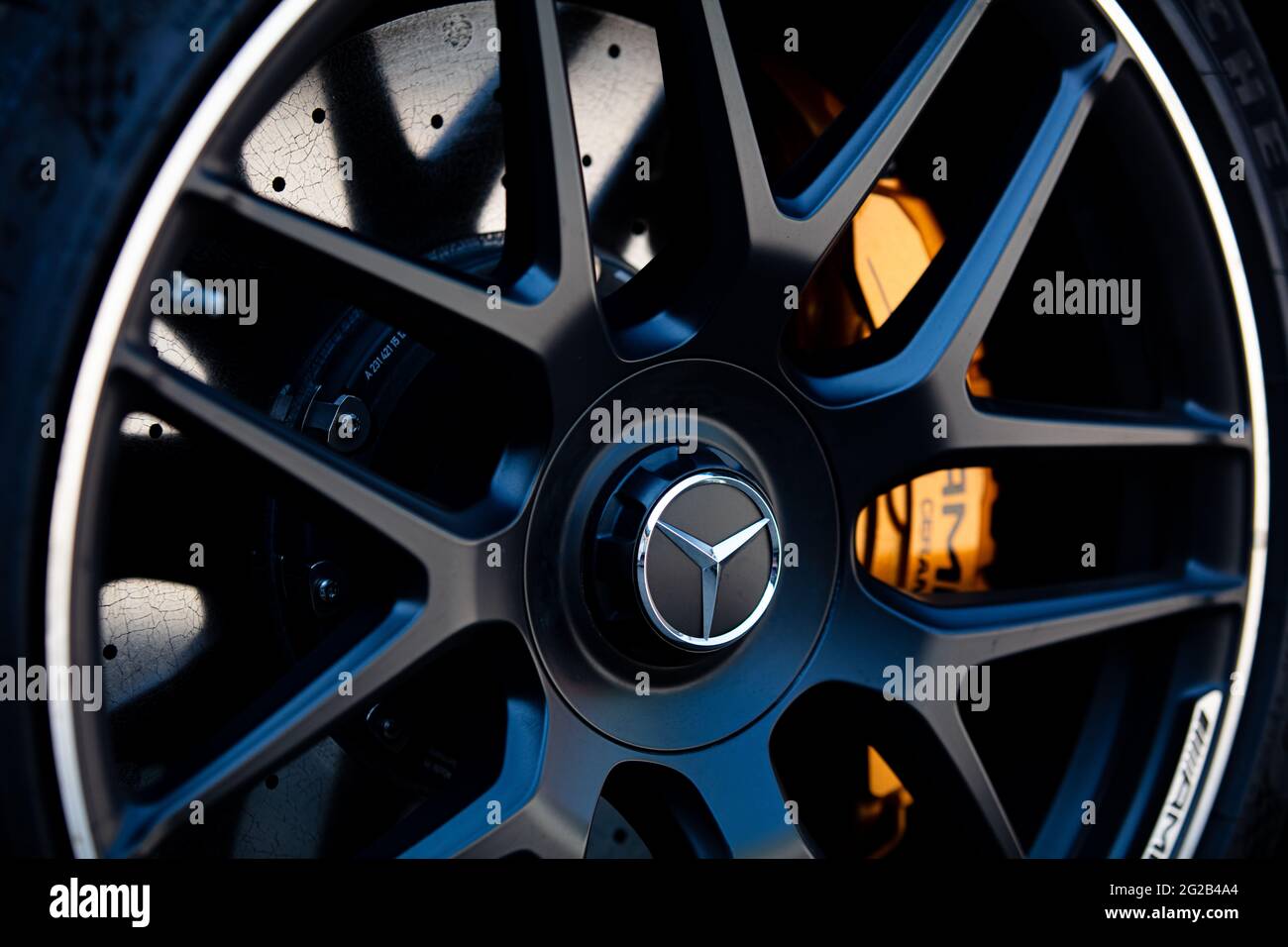 Stuttgart, Germany - June, 2021: Mercedes-Benz wheel. Mercedes amg ...