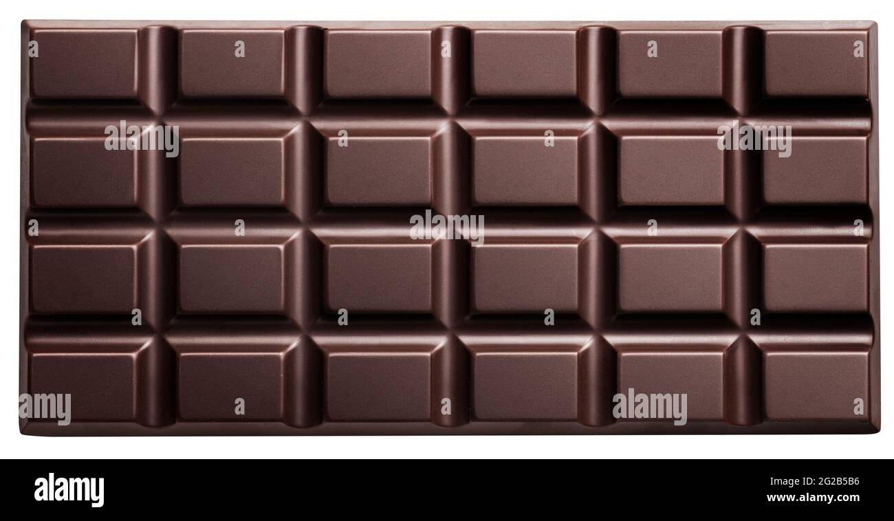 Dark chocolate bar isolated. Top view. File contains clipping path ...