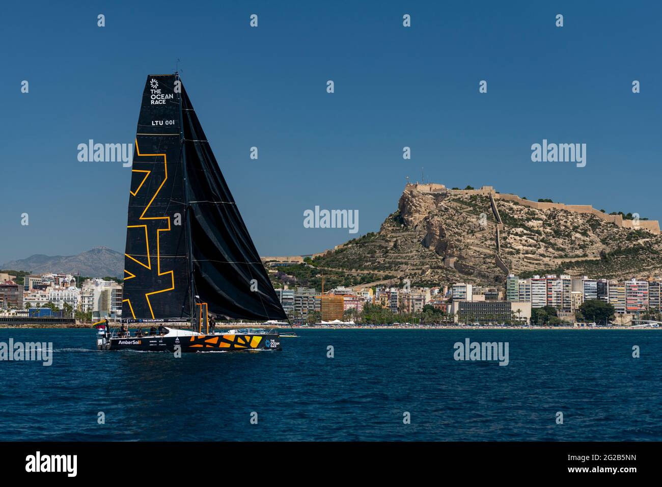 ALICANTE, SPAIN - JUNE 2021: The Ambersail-2 team ship arrives at the ...