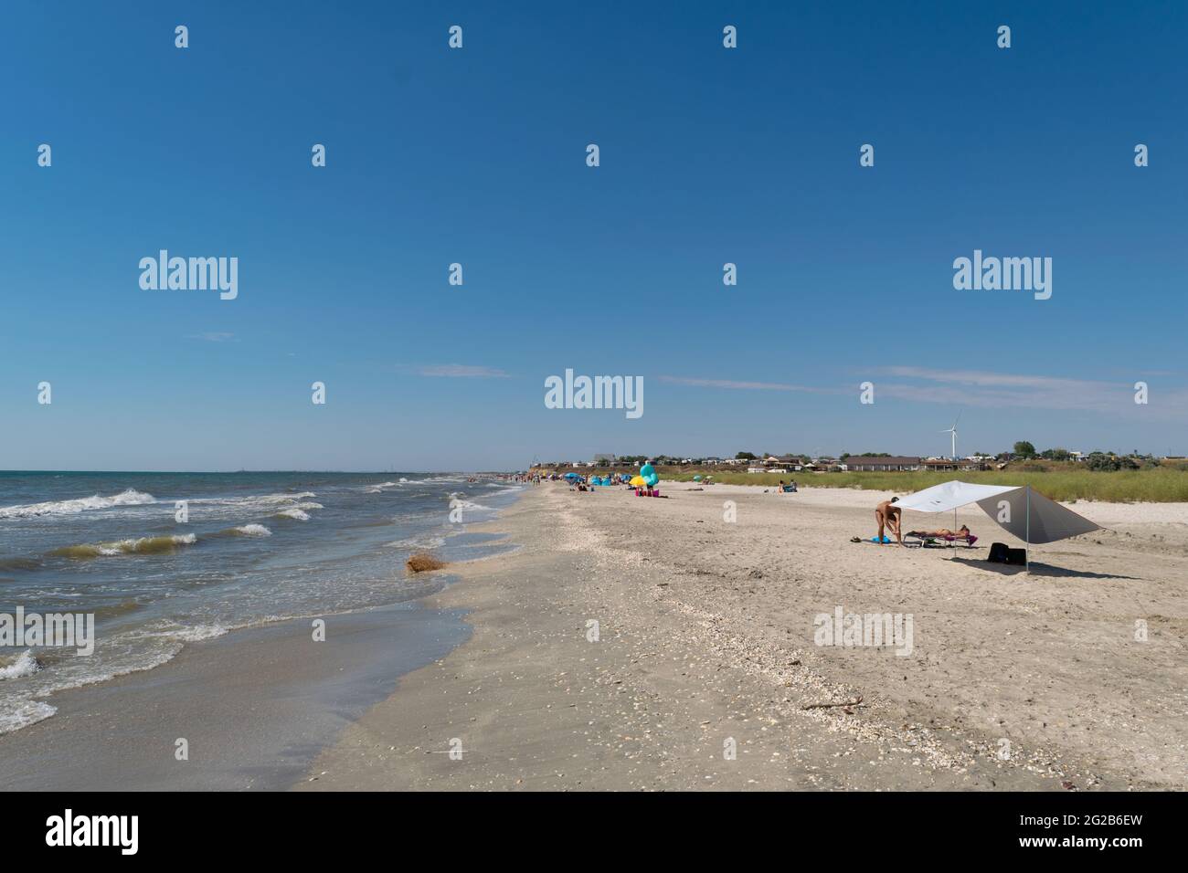 Corbu, Constanta, Romania - August 01, 2020: tourist having fun on the ...