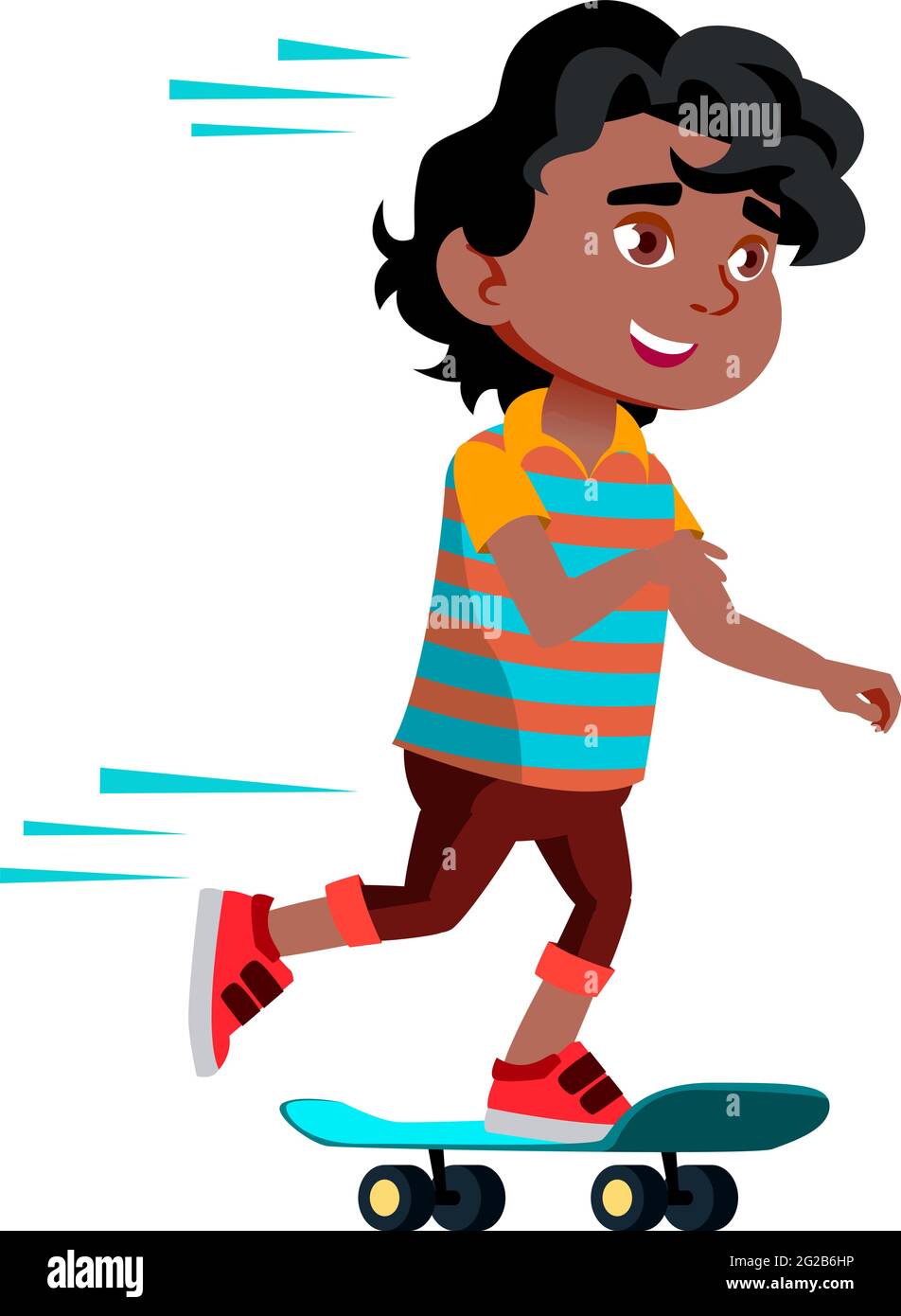 indian boy kid riding skateboard cartoon vector Stock Vector Image ...