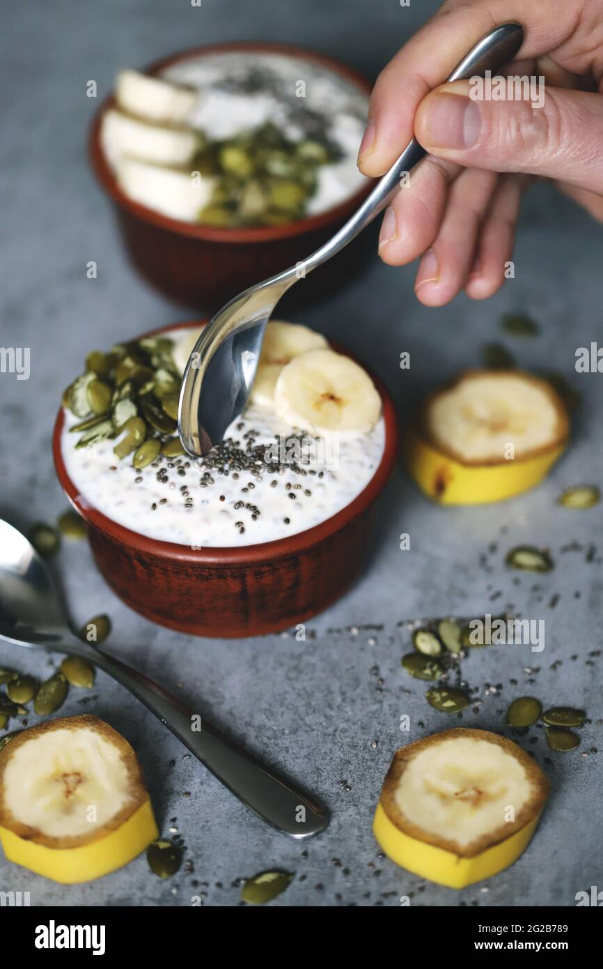 Yogurt man eating hi-res stock photography and images - Alamy