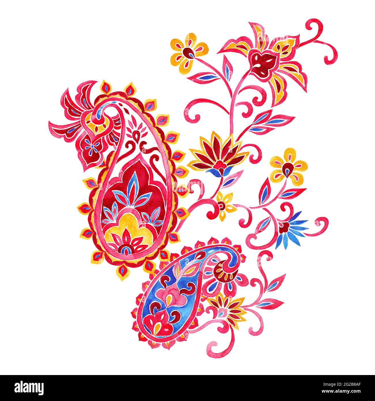 Colorful ornate Indian paisley design elements Stock Photo - Alamy