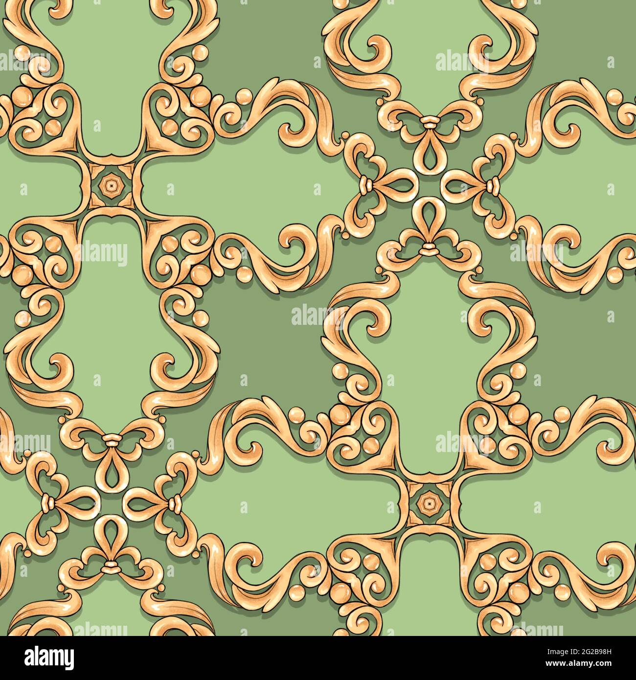 Abstract seamless pattern, vintage gold background, swirl pattern Stock ...