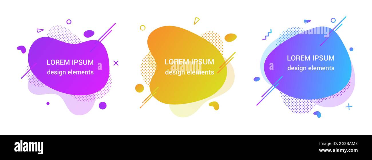 3 Modern liquid abstract element graphic gradient flat style design ...