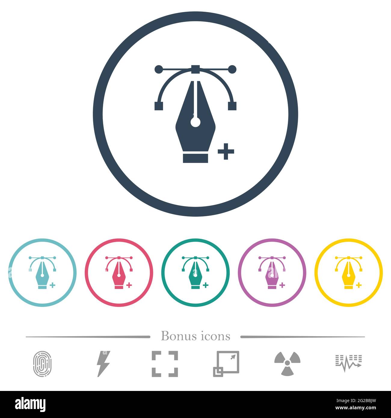 Adding editing point with pen tool flat color icons in round outlines ...
